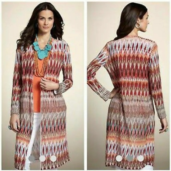 Chico's | Sweaters | Chicos Jackpot Colorful Duster Long Sleeve ...